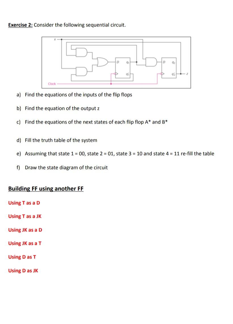 Solved Sequential circuits exercises Exercise 1: We want to | Chegg.com