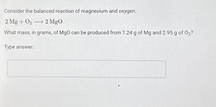 Solved Consider the balanced reaction of magnesium and | Chegg.com