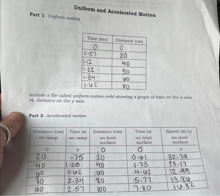 Solved -1) If the speed is constant for Part 1: Uniform | Chegg.com