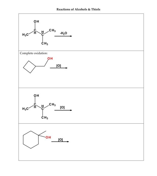 Solved Reactions of Alcohols \& Thiols | Chegg.com