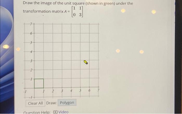 Draw the image of the unit square (shown in green) | Chegg.com