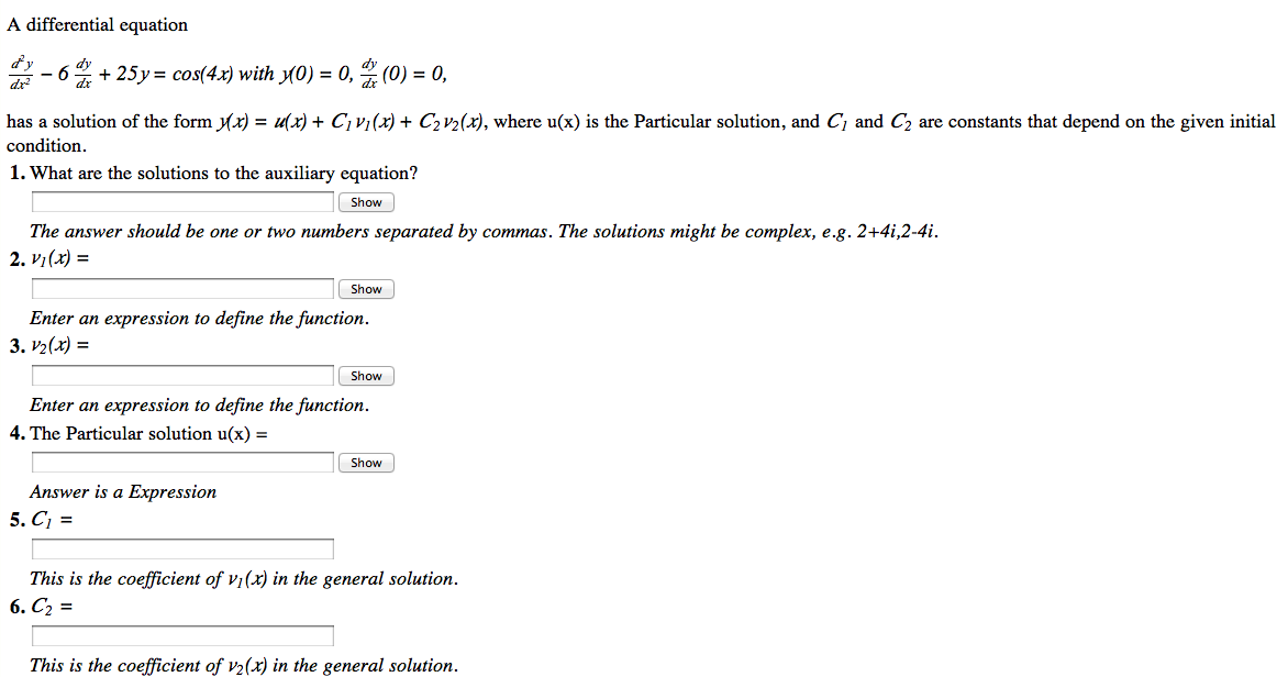 Solved A differential equation d2y / dx2 - 6 dy / dx + 25y | Chegg.com
