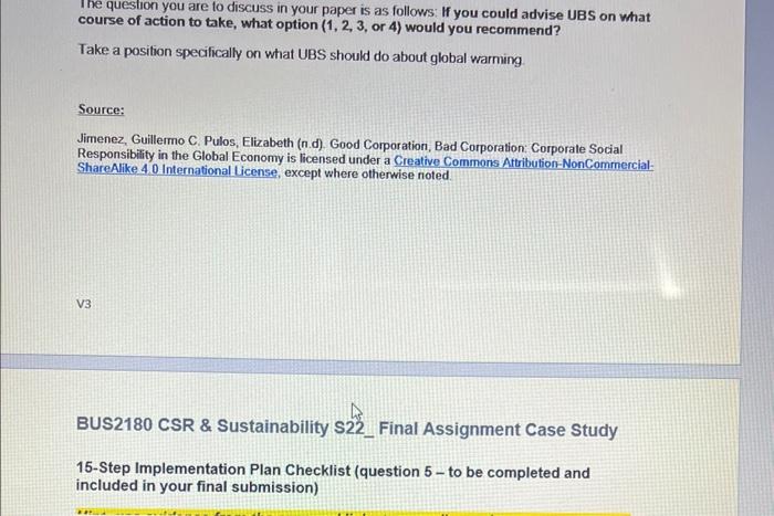 Final Case Study: UBS Seeks an Appropriate Global | Chegg.com