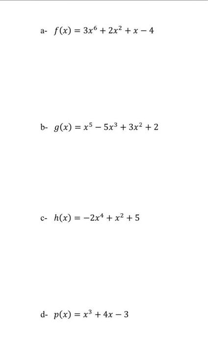 Solved For each of the following functions, determine which | Chegg.com