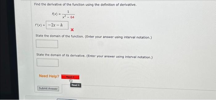 Solved Find the derivative of the function using the | Chegg.com