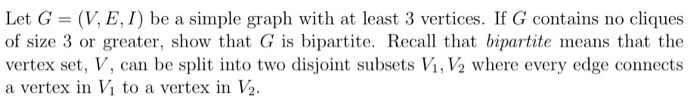 Solved Let G V E I Be A Simple Graph With At Least 3