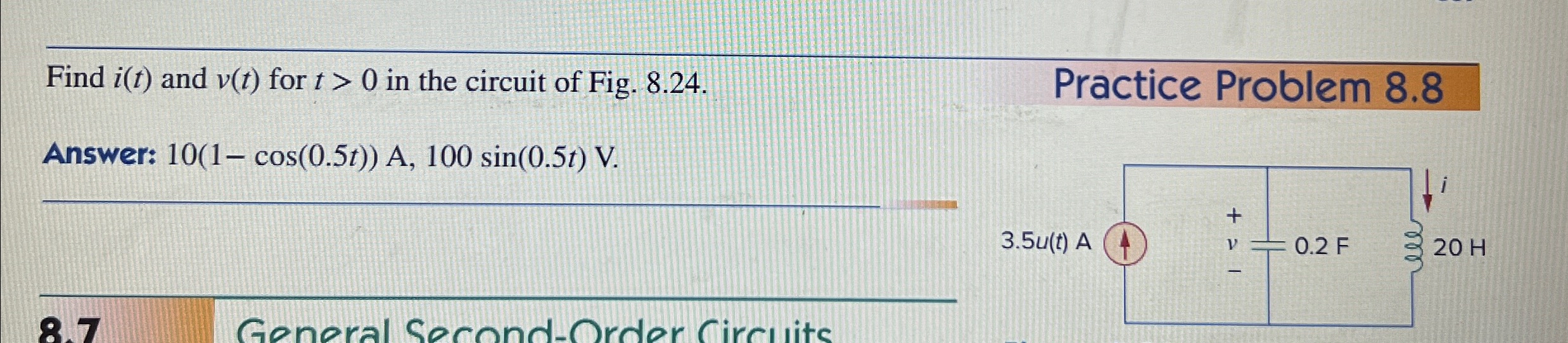 Solved Find i(t) ﻿and v(t) ﻿for t>0 ﻿in the circuit of Fig. | Chegg.com