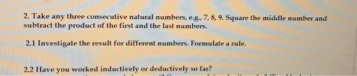 Solved 2. Take any three consecutive natural numbers, e.g., | Chegg.com