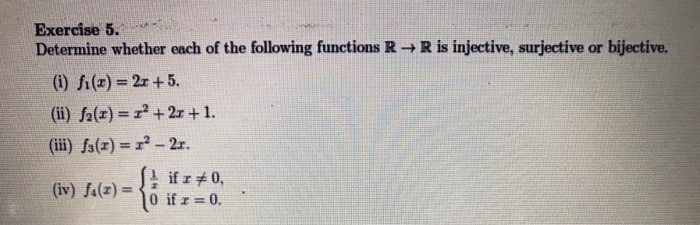 Solved Exercise 5. Determine whether each of the following | Chegg.com