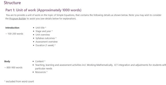 Part 1: Unit of work (Approximately 1000 words) You | Chegg.com