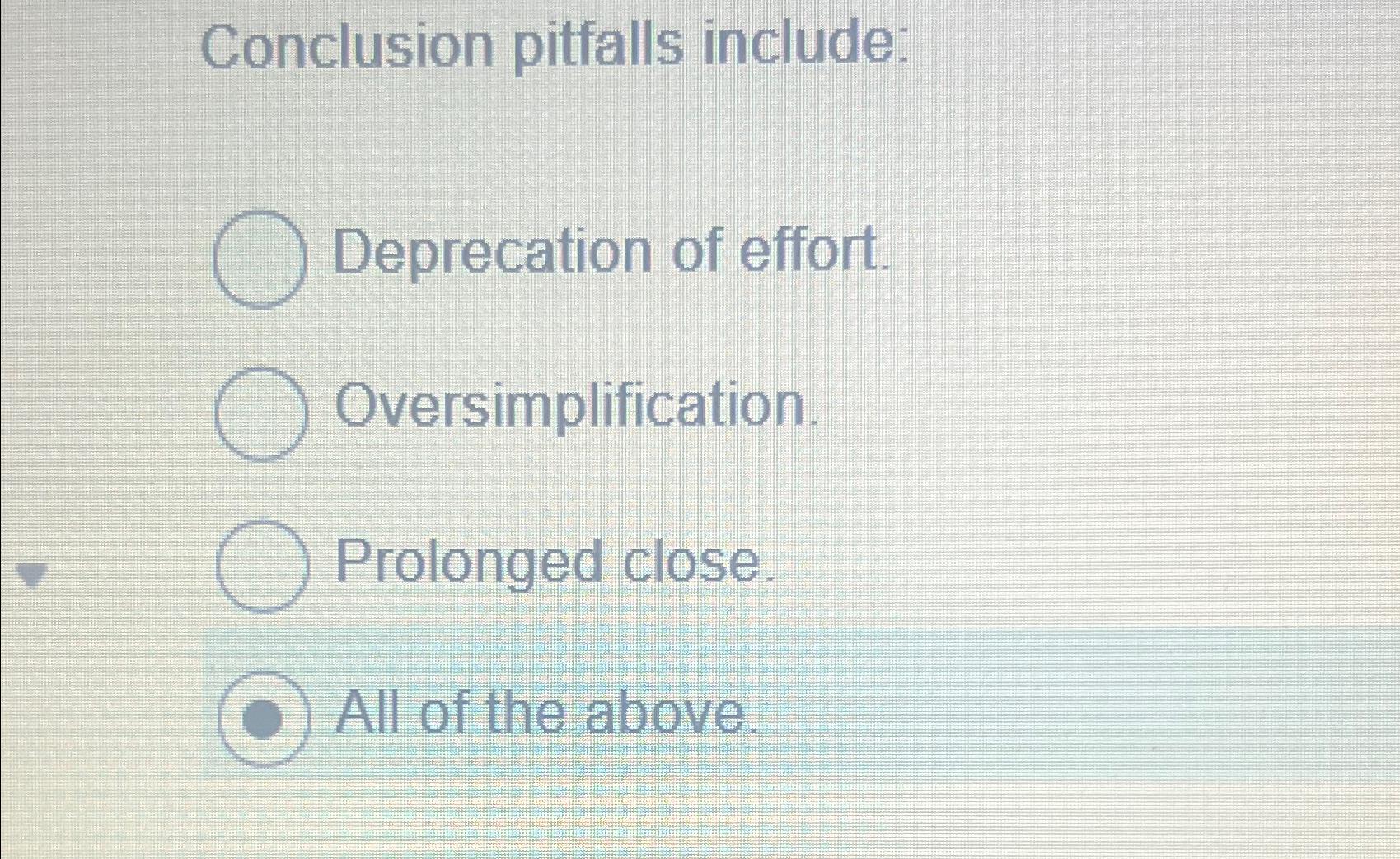 Solved Conclusion pitfalls include:Deprecation of | Chegg.com