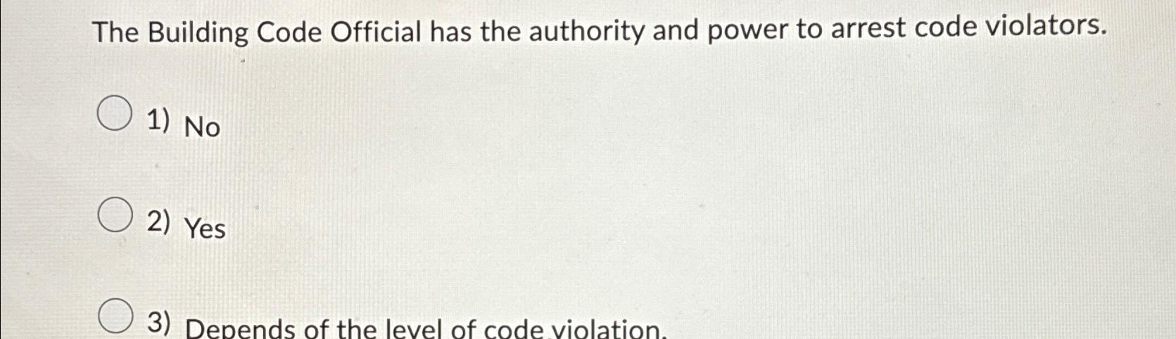 Solved The Building Code Official has the authority and | Chegg.com