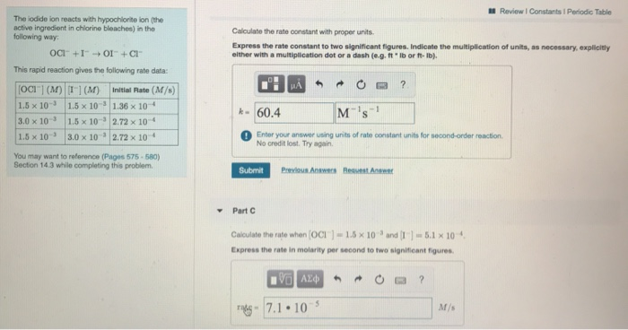 Solved Review Constants 1 Periodic Table Calculate the rate | Chegg.com