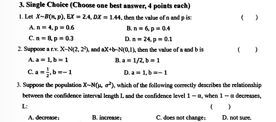 Solved Single Choice (Choose one best answer, 4 ﻿points | Chegg.com