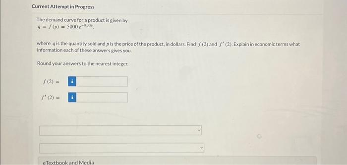 Solved The demand curve for a product is given by | Chegg.com