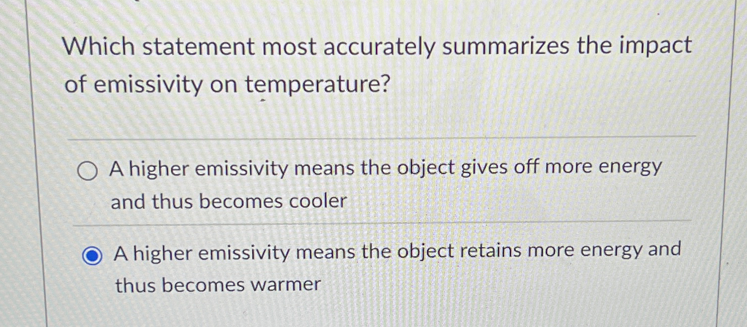 Solved Which statement most accurately summarizes the | Chegg.com