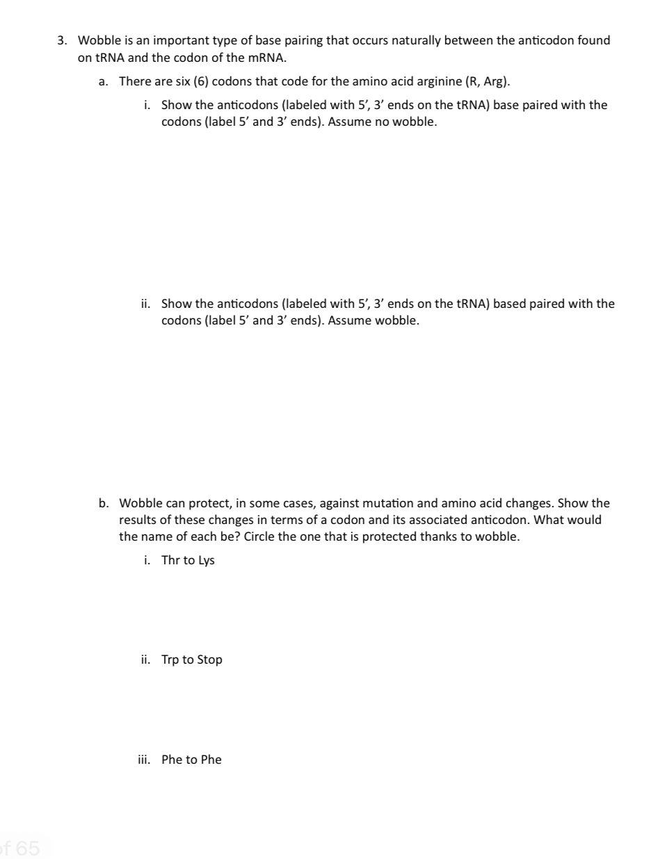 Solved Wobble is an important type of base pairing that | Chegg.com