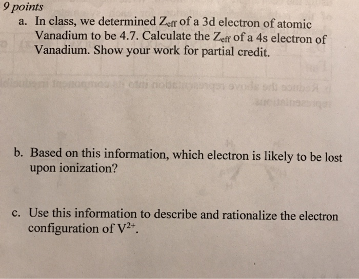 Solved 9 points a. In class, we determined Zeff of a 3d | Chegg.com