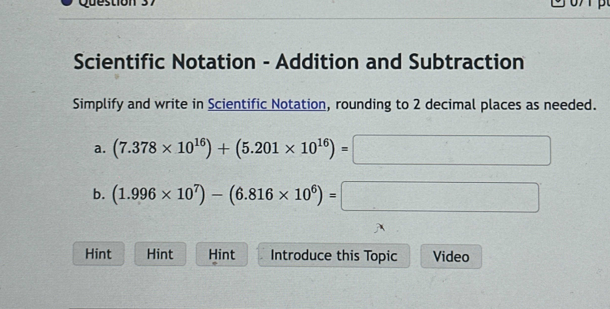 Solved Scientific Notation - ﻿Addition and | Chegg.com