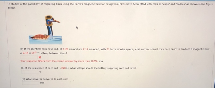 Solved In studies of the possibility of migrating birds | Chegg.com