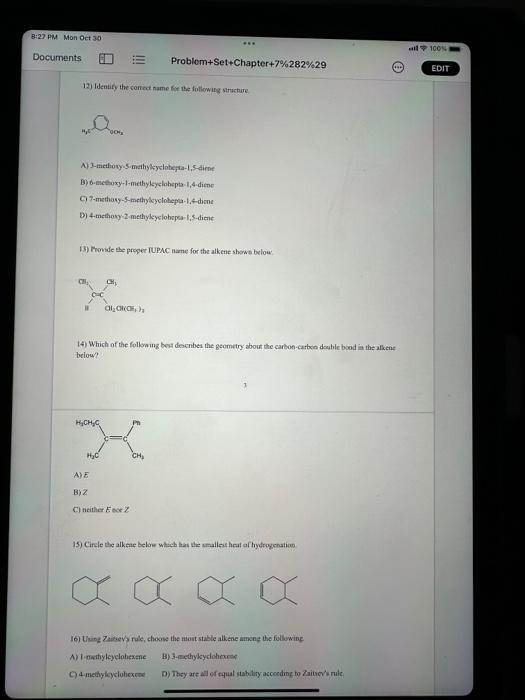 A) 0 By) Q2 D) 3 E) 4 compound? A) 0 (i) 1 C) 2 D) 3 | Chegg.com