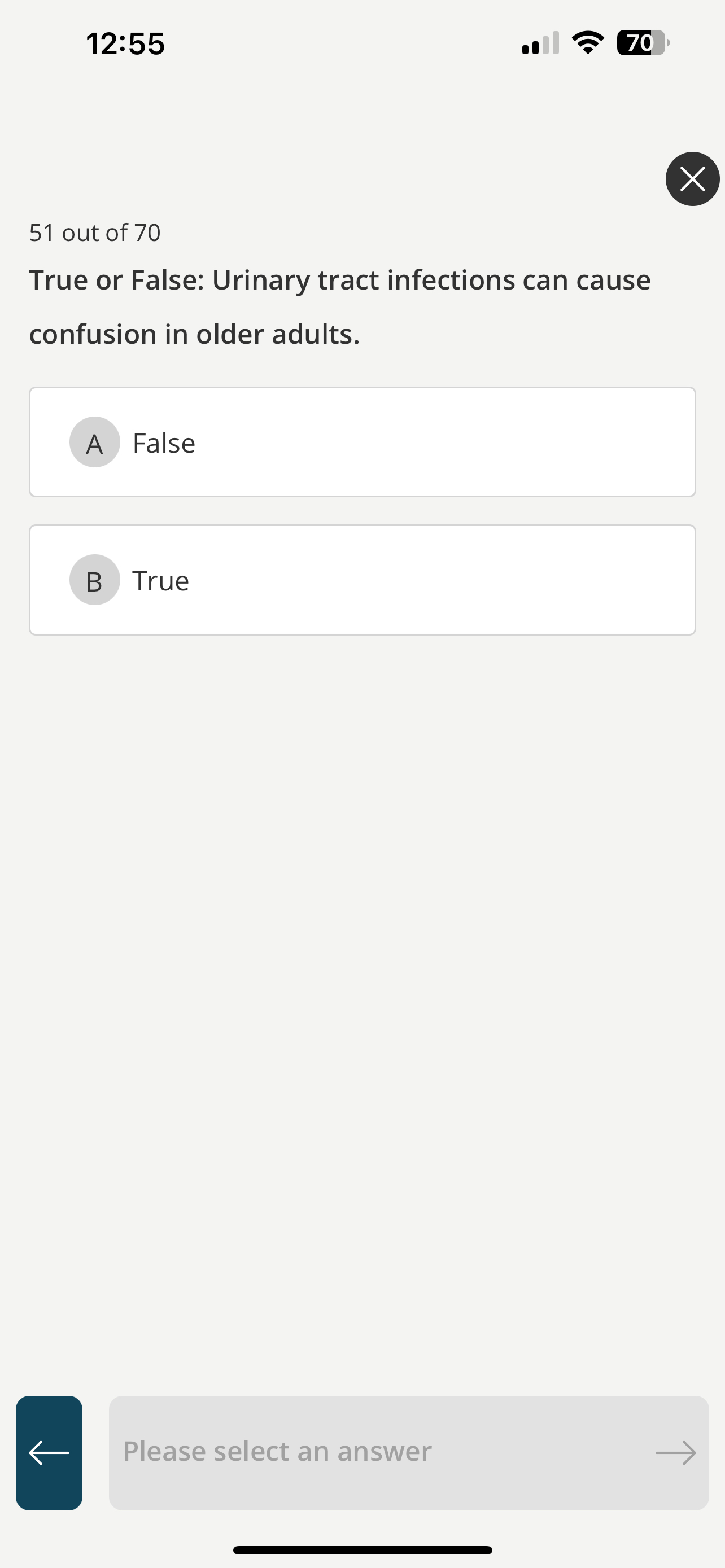 Solved 12:557051 ﻿out of 70True or False: Urinary tract | Chegg.com