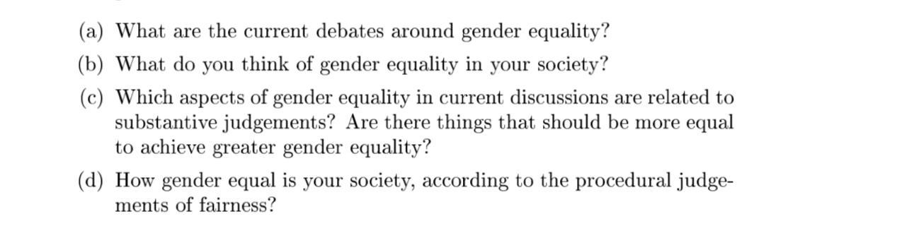 Solved (a) ﻿What are the current debates around gender | Chegg.com