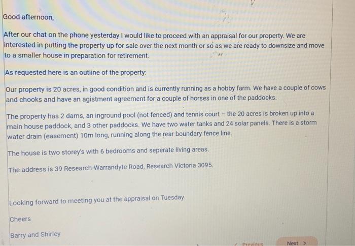 Using the property below and the information provided | Chegg.com