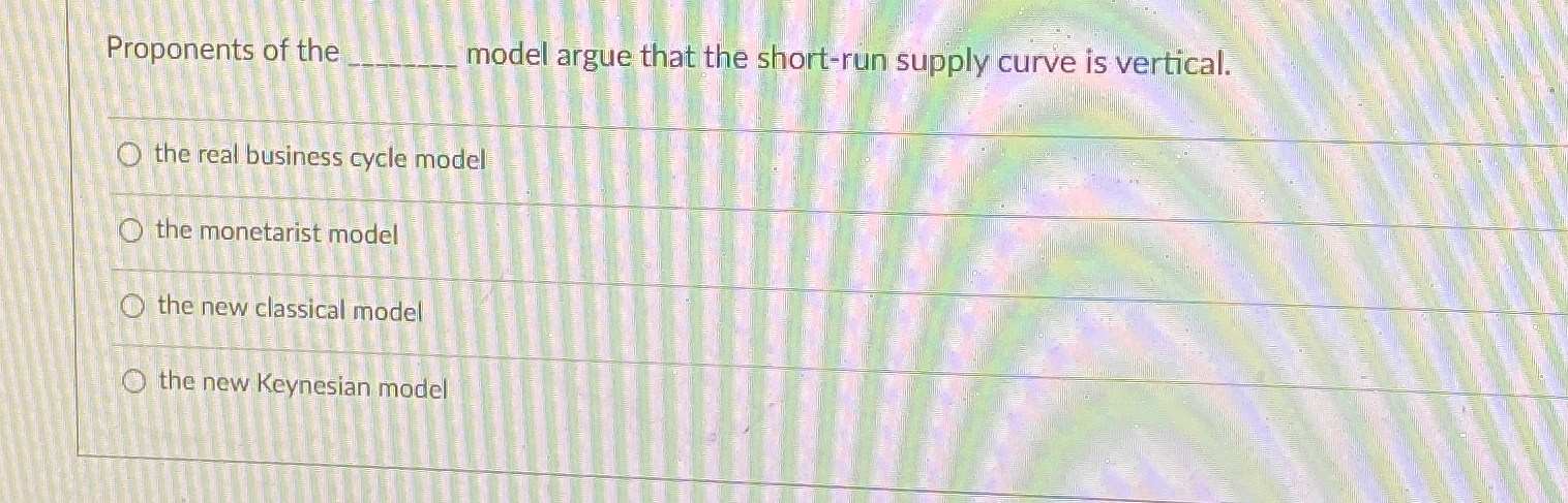 Solved Proponents of the ﻿model argue that the short-run | Chegg.com