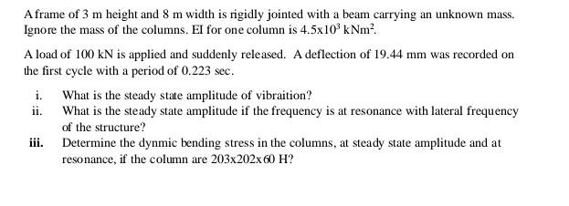 Solved A frame of 3 m height and 8 m width is rigidly | Chegg.com