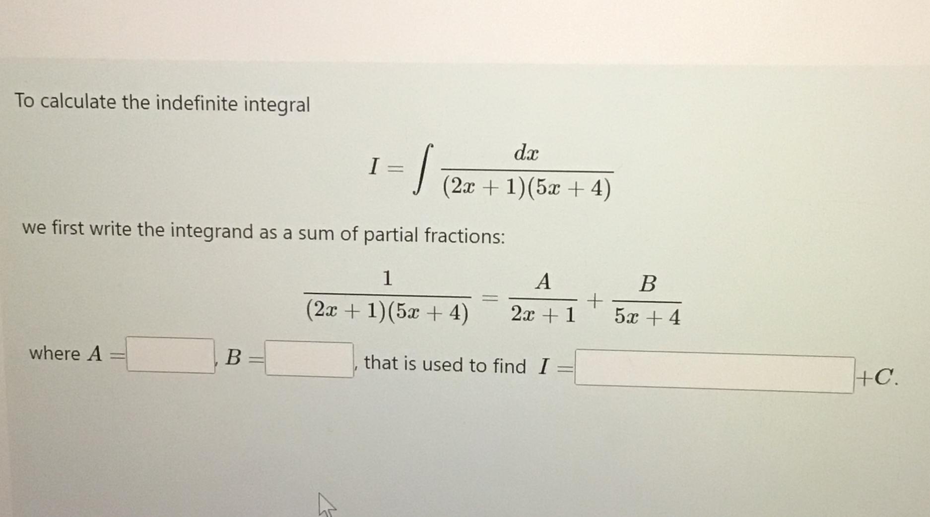 Solved To calculate the indefinite | Chegg.com