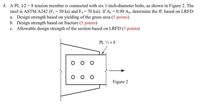 Solved 4. A PL 1/2×8 tension member is connected with six | Chegg.com