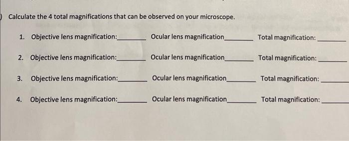 Solved Calculate the 4 total magnifications that can be | Chegg.com