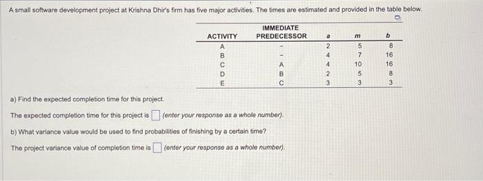 Solved a) Find the expected completion time for this | Chegg.com