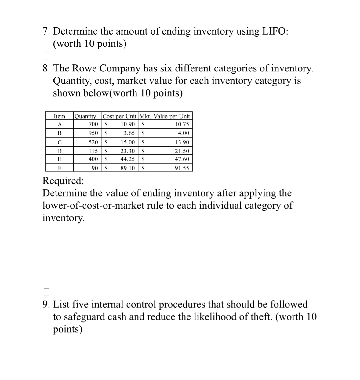 Solved Determine the amount of ending inventory using LIFO: | Chegg.com