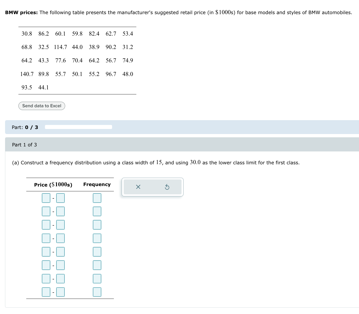 Solved BMW prices: The following table presents the | Chegg.com