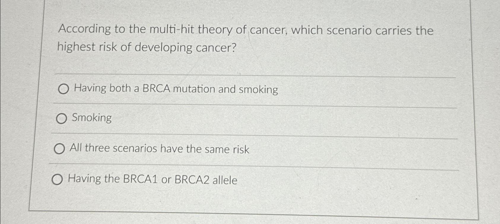 Solved According to the multi-hit theory of cancer, which | Chegg.com