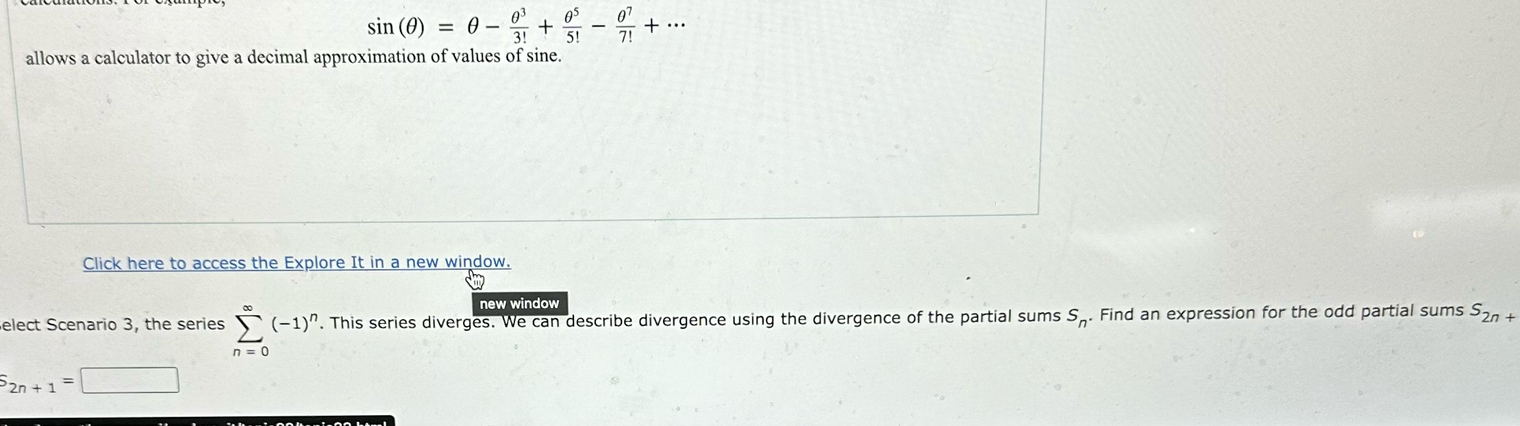 Solved sin(θ)=θ-θ33!+θ55!-θ77!+cdotsallows a calculator to | Chegg.com