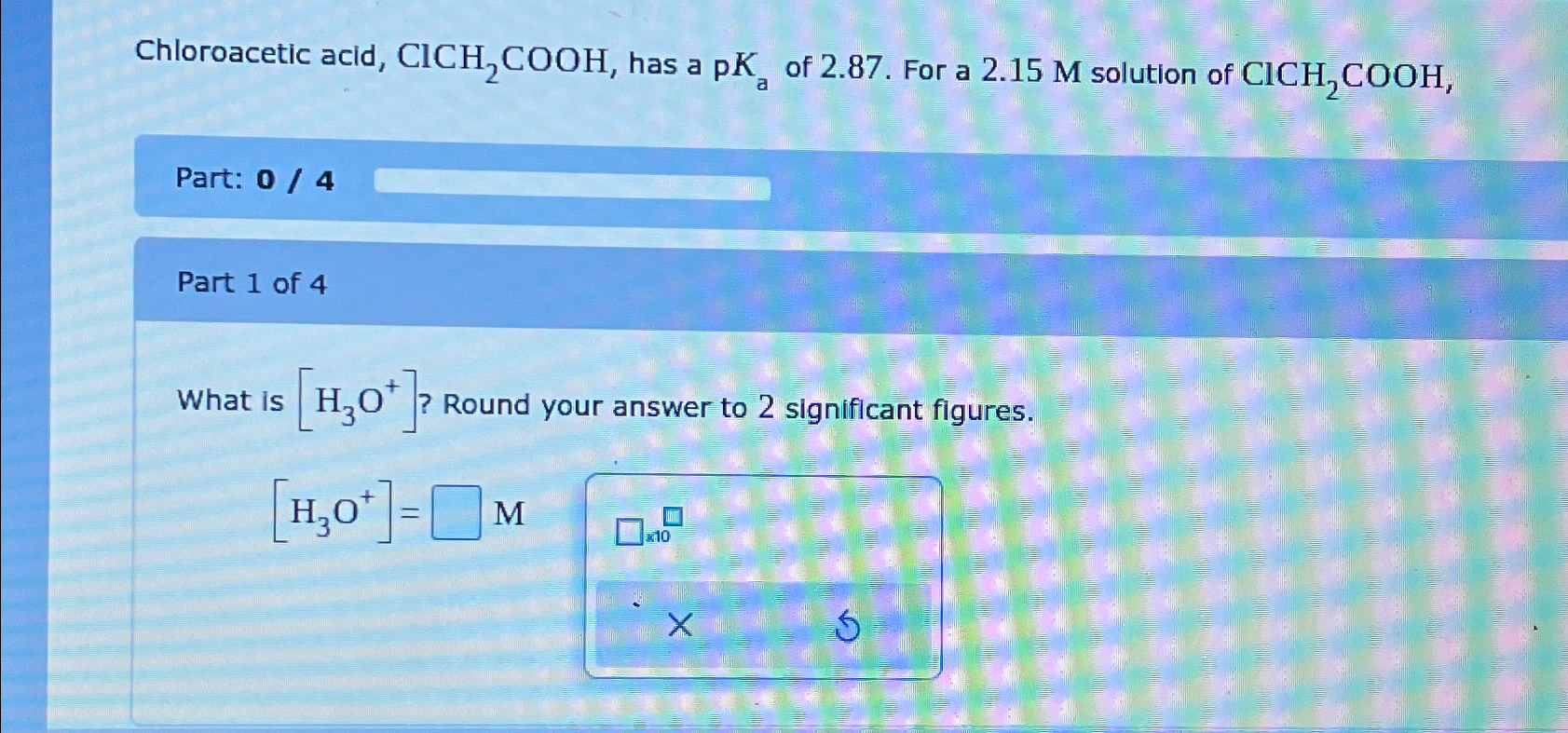 Solved Chloroacetic acid, ClCH2COO H, ﻿has a pKa ﻿of 2.87 . | Chegg.com