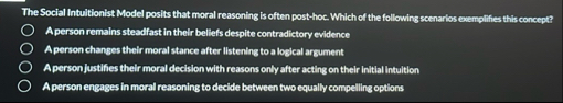 Solved The Social Intultionist Model posits that moral | Chegg.com