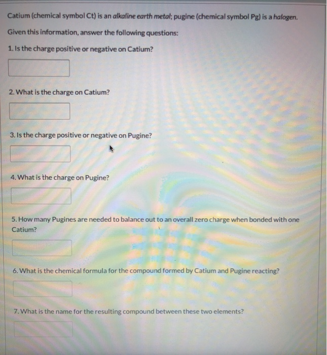 Solved Catium (chemical symbol Ct) is an alkaline earth | Chegg.com