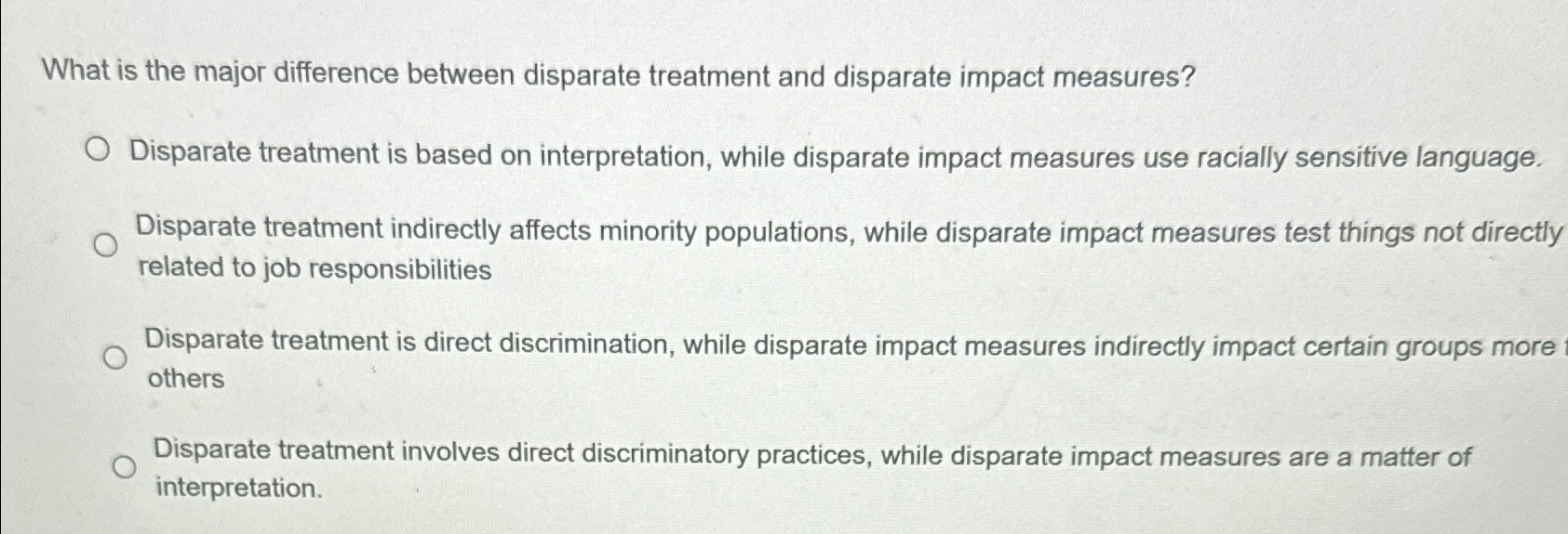 Solved What is the major difference between disparate | Chegg.com
