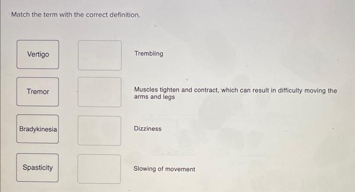Solved Match the term with the correct definition. Trembling | Chegg.com