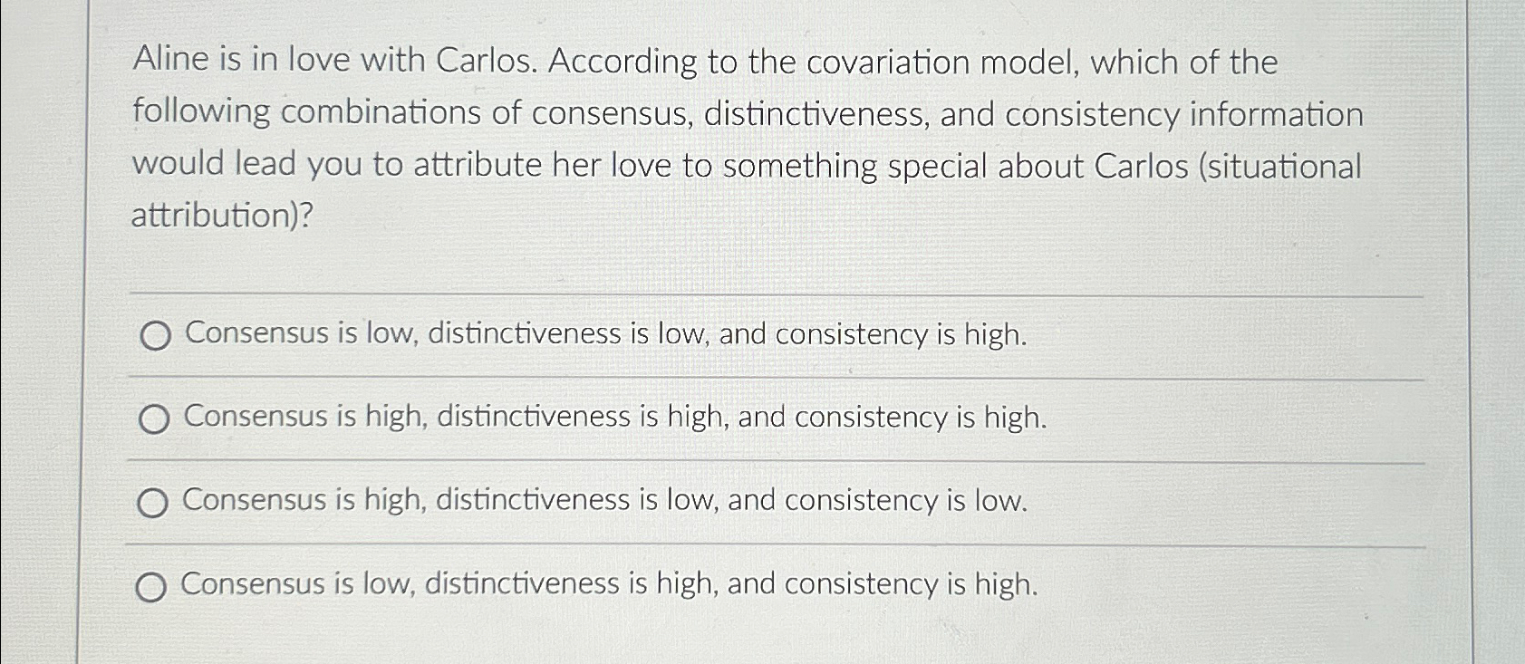 Solved Aline is in love with Carlos. According to the | Chegg.com
