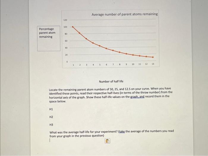 Number of half life Locate the remaining parent atom | Chegg.com