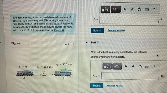 Solved What is the frequency from A as heard by the | Chegg.com