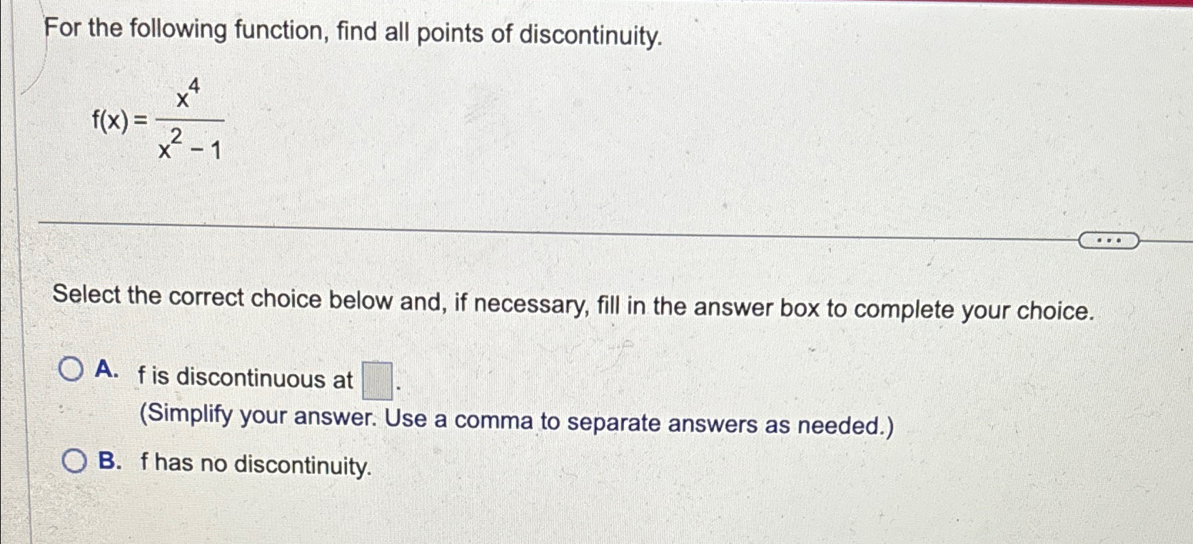 Solved For the following function, find all points of | Chegg.com