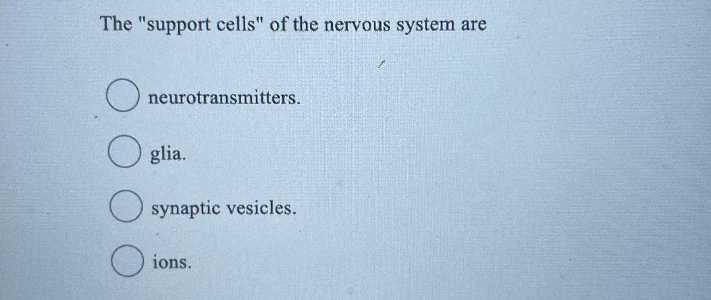 Solved The "support cells" of the nervous system | Chegg.com