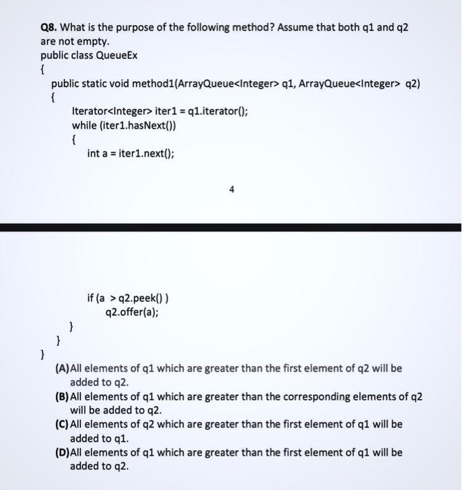 Solved Q8. What is the purpose of the following method? | Chegg.com