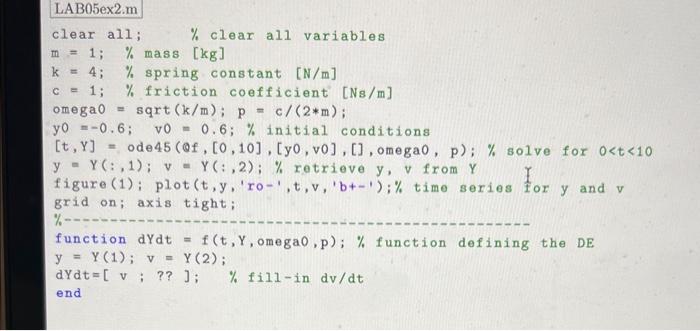 Solved 3. Fill in LAB05ex2.m to reproduce Fig. 2 and then | Chegg.com